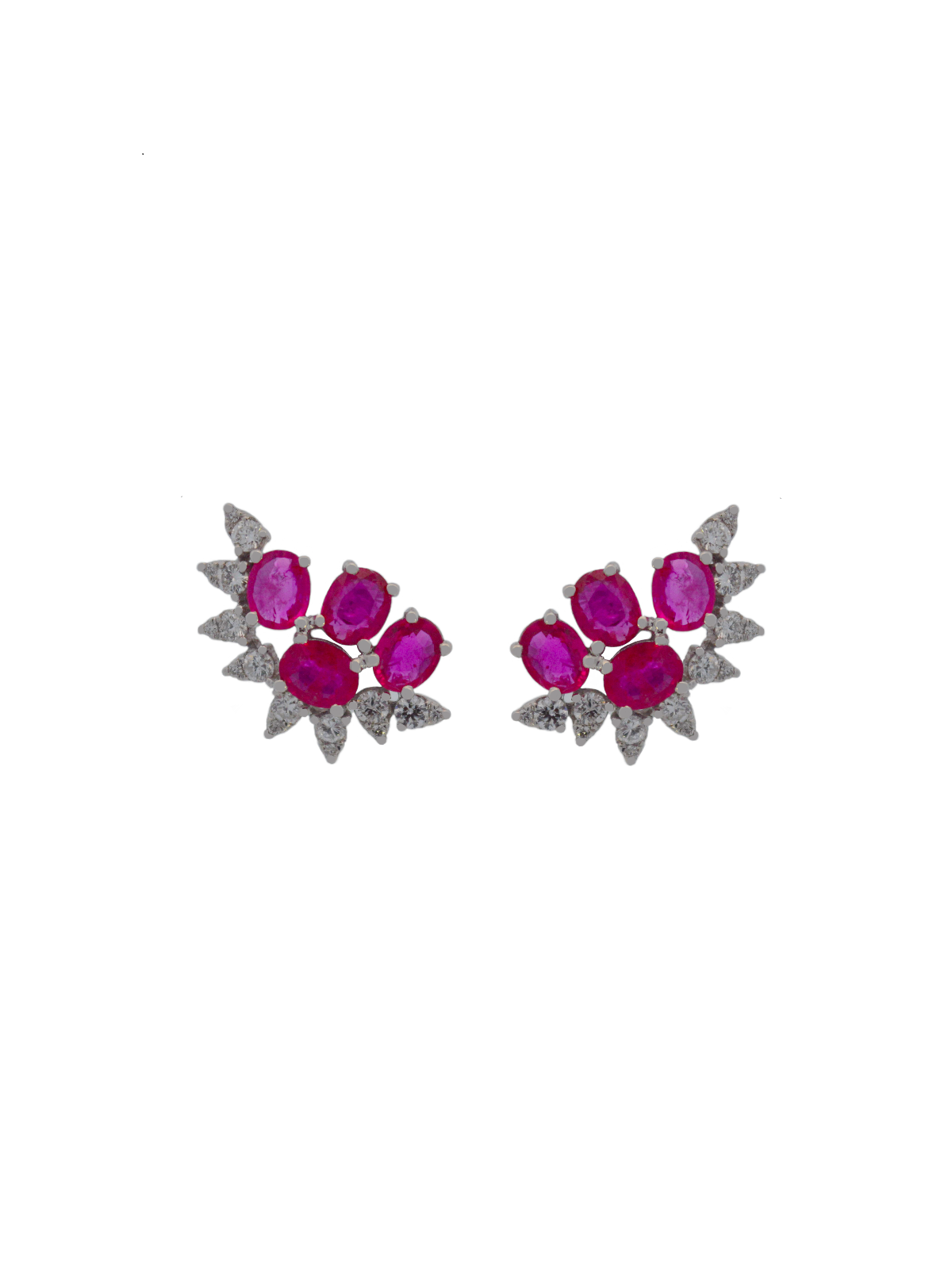 3.16ct Diamond Ruby 18K Gold Cluster Earrings – Wish Fine Jewelry